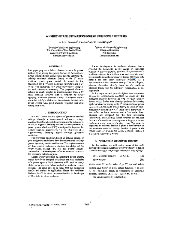 Pdf A Hybrid State Estimation Scheme For Power Systems