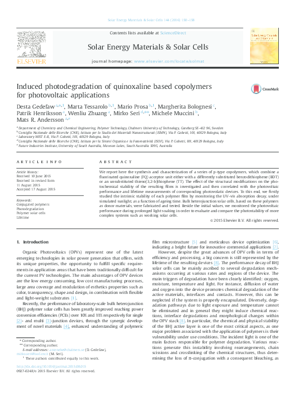 (PDF) Induced photodegradation of quinoxaline based copolymers for ...