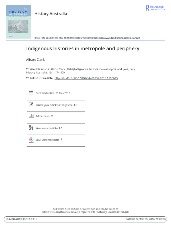 (PDF) Review: Indigenous histories in metropole and periphery. History ...