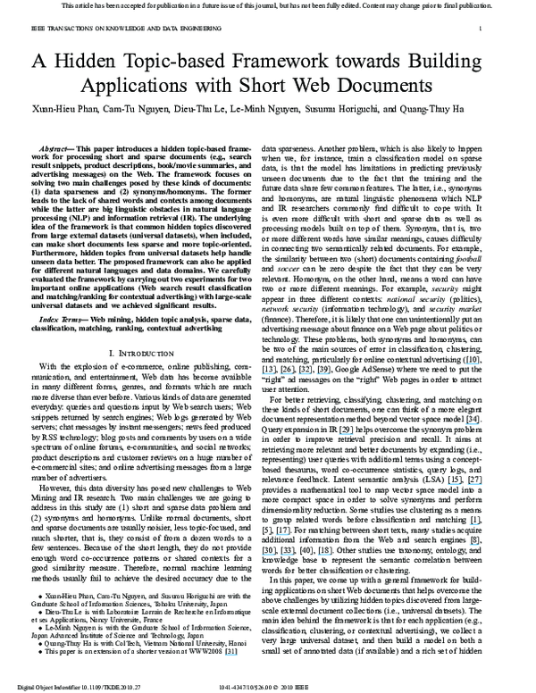 (PDF) A Hidden Topic-Based Framework Towards Building Applications with ...