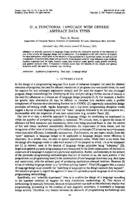 (PDF) G: A Functional Language with Generic Abstract Data Types