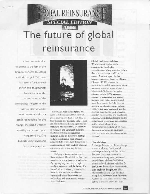 (PDF) The Future of Global Reinsurance