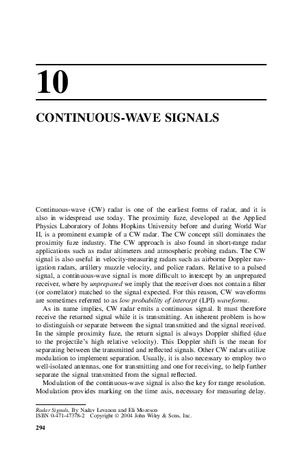 (PDF) Continuous-Wave Signals