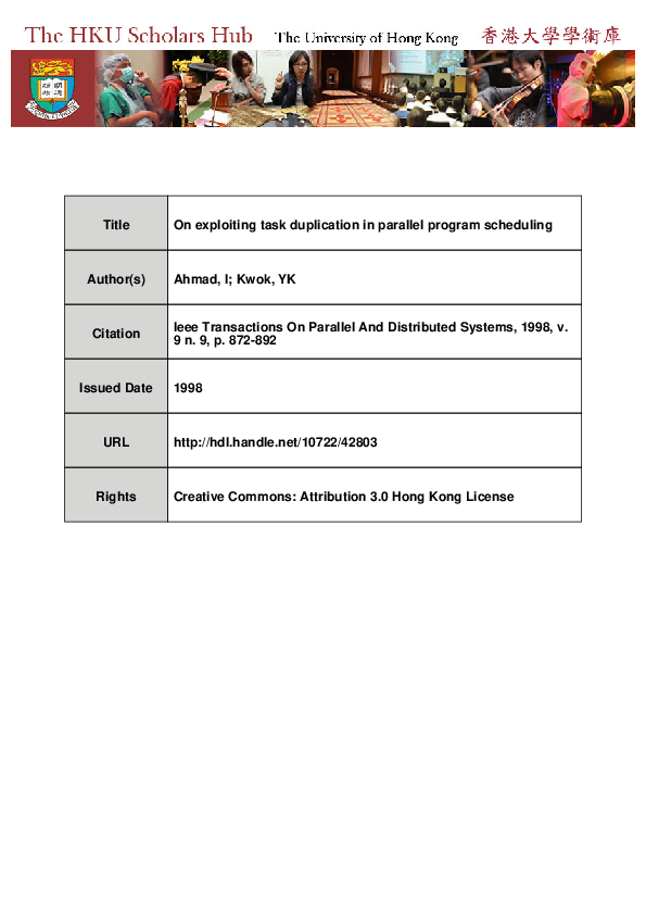 On Exploiting Task Duplication In Parallel Program Scheduling 
