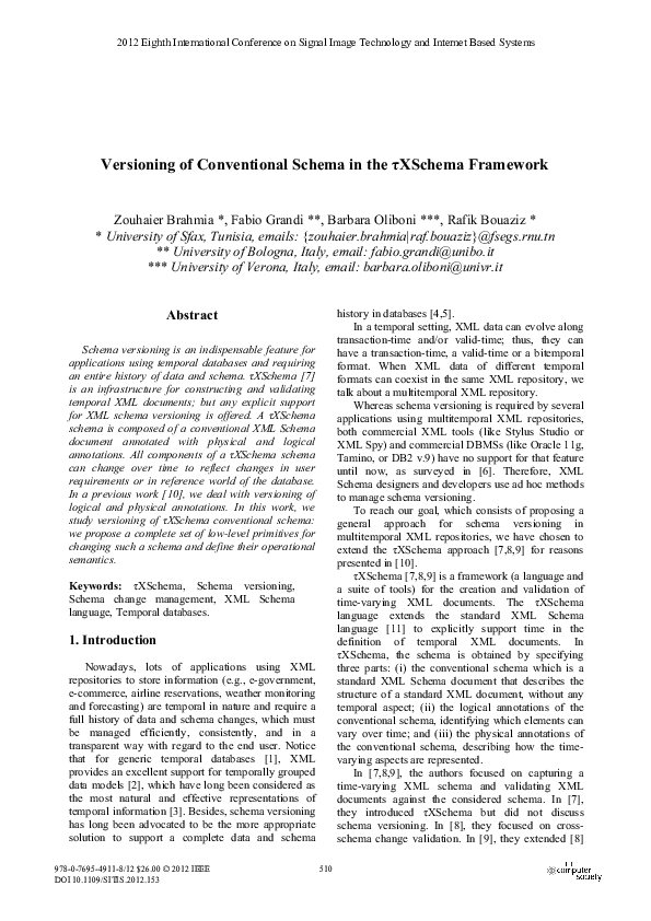(PDF) Versioning of Conventional Schema in the tXSchema Framework