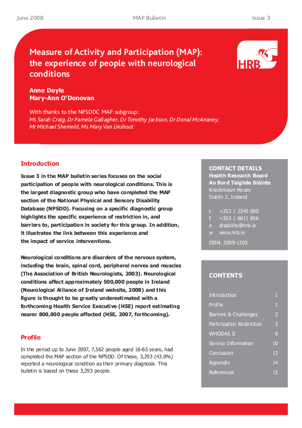 (PDF) Measure of Activity and Participation (MAP): the experience of ...