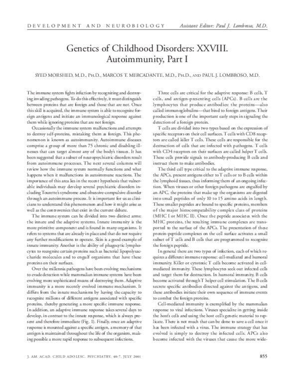 (PDF) Genetics of Childhood Disorders: XXVIII. Autoimmunity, Part I