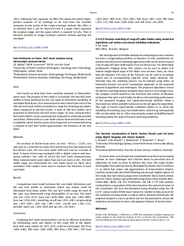 (PDF) Saw toolmarks on bone: Kerf mark analysis using microscopic ...