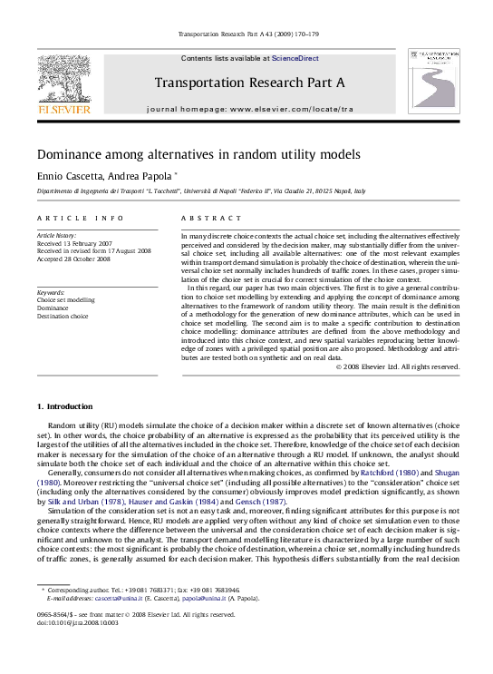 (PDF) Dominance among alternatives in random utility models