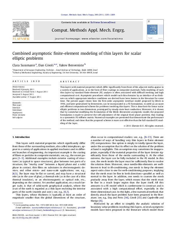 Pdf Combined Asymptotic Finite Element Modeling Of Thin Layers For