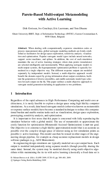 (PDF) Pareto-Based Multi-output Metamodeling with Active Learning