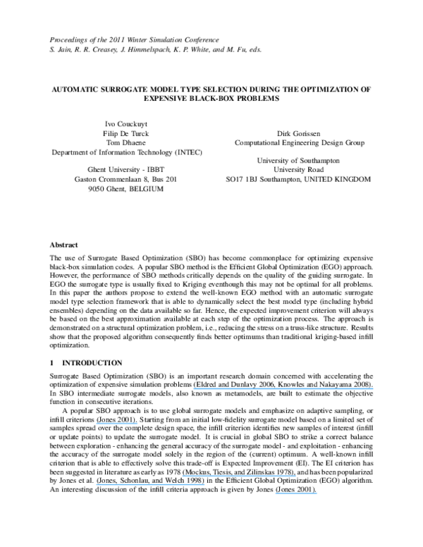 (PDF) Automatic surrogate model type selection during the optimization of expensive black-box ...