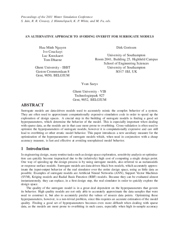 (PDF) An alternative approach to avoid overfitting for surrogate models