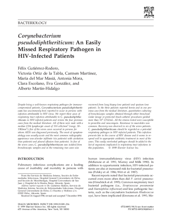 (PDF) Corynebacterium pseudodiphtheriticum: an easily missed ...