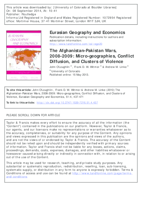 (PDF) The Afghanistan-Pakistan Wars, 2008-2009: Micro-geographies ...