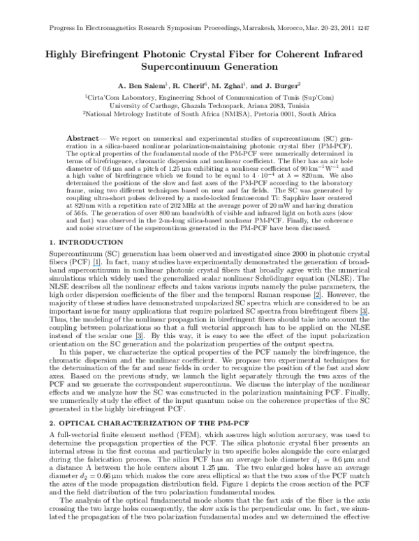 (PDF) Highly Birefringent Photonic Crystal Fiber for Coherent Infrared ...