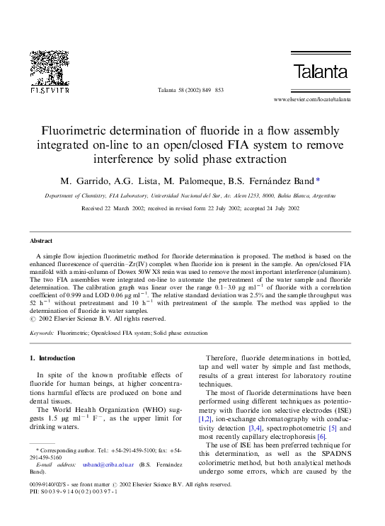 (PDF) Fluorimetric determination of fluoride in a flow assembly integrated on-line to an open ...