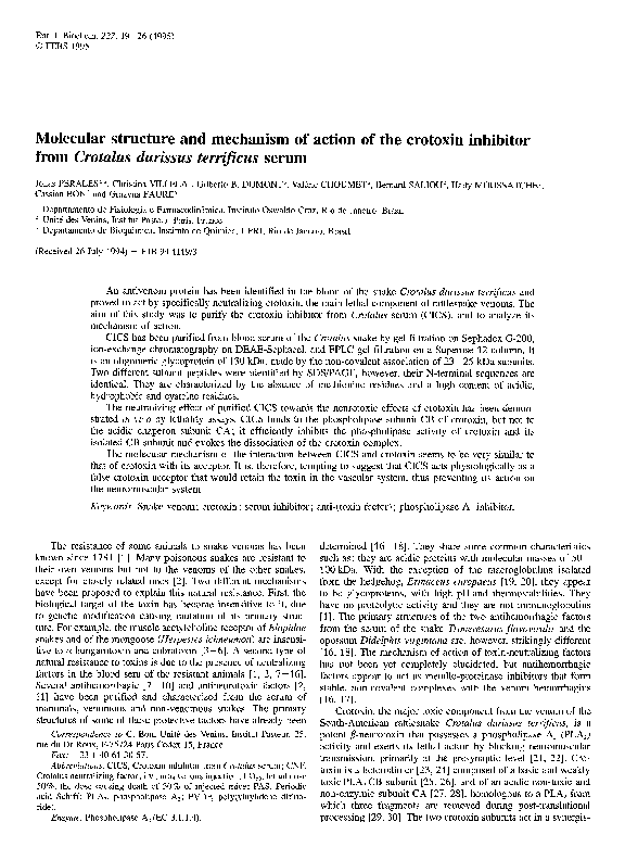 (PDF) Molecular Structure and Mechanism of Action of the Crotoxin ...