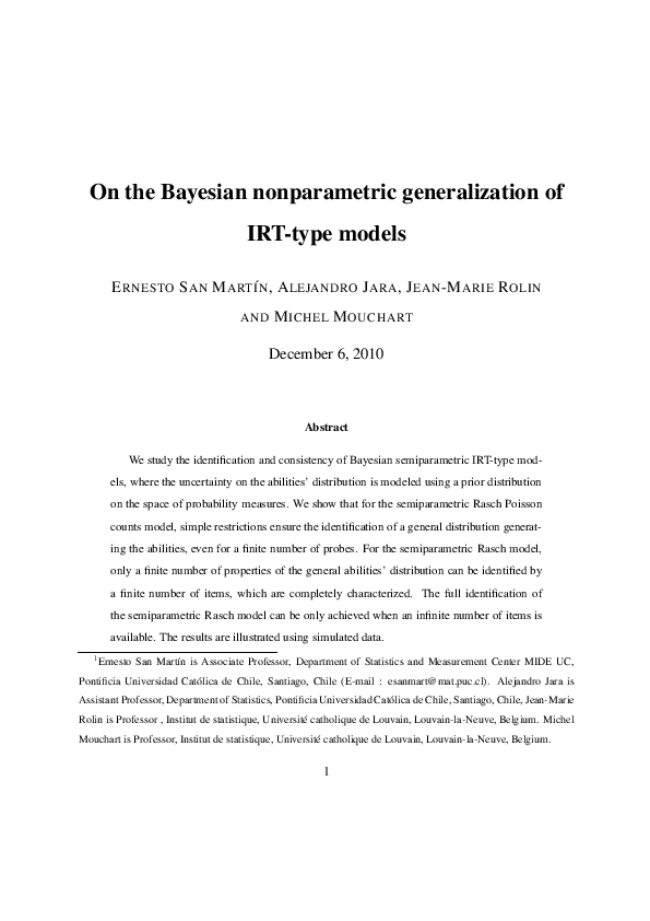 (PDF) On the Bayesian Nonparametric Generalization of IRT-Type Models