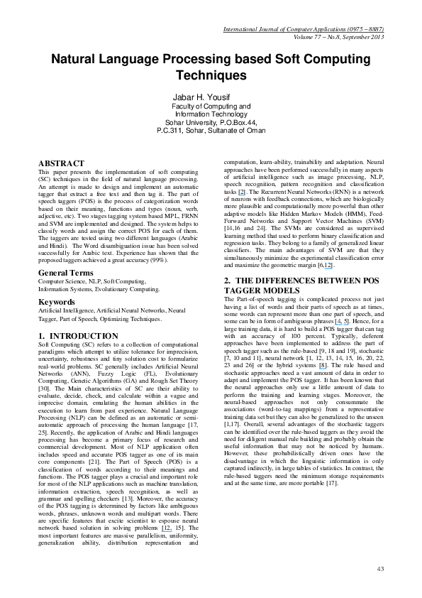 (PDF) Natural Language Processing based Soft Computing Techniques