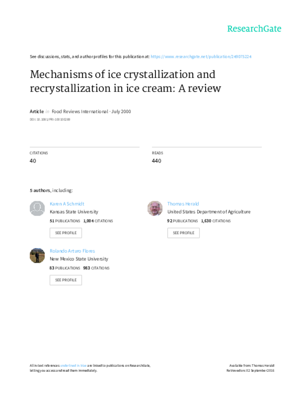 (PDF) Mechanisms of ice crystallization and recrystallization in ice ...