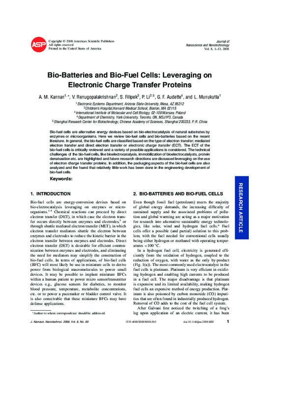 (PDF) Bio-Batteries and Bio-Fuel Cells: Leveraging on Electronic Charge ...
