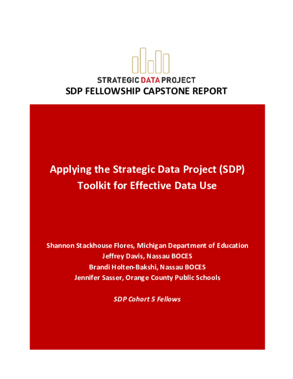 (PDF) SDP FELLOWSHIP CAPSTONE REPORT Applying the Strategic Data Project (SDP) Toolkit for ...