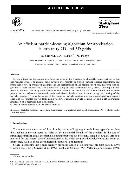 Pdf An Efficient Particle Locating Algorithm For Application In 4887