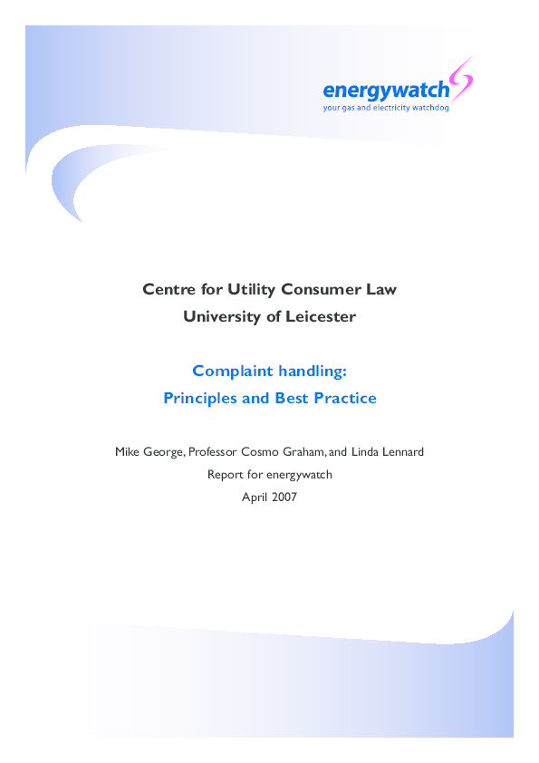 (PDF) Complaint handling: Principles and Best Practice