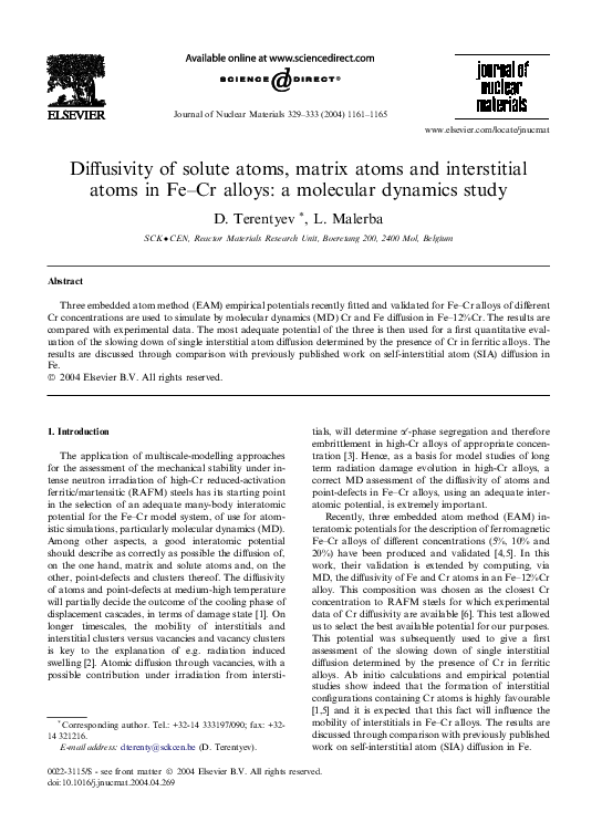 (PDF) Diffusivity of solute atoms, matrix atoms and interstitial atoms ...