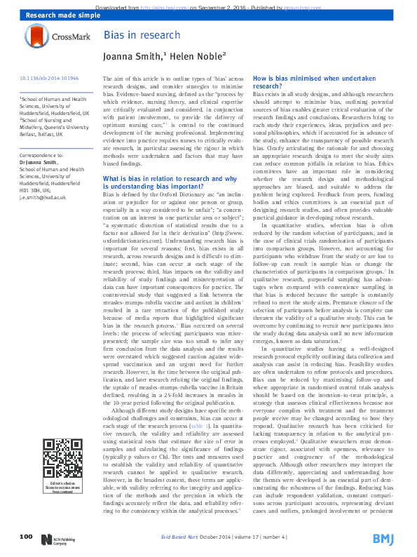 (PDF) Bias in research