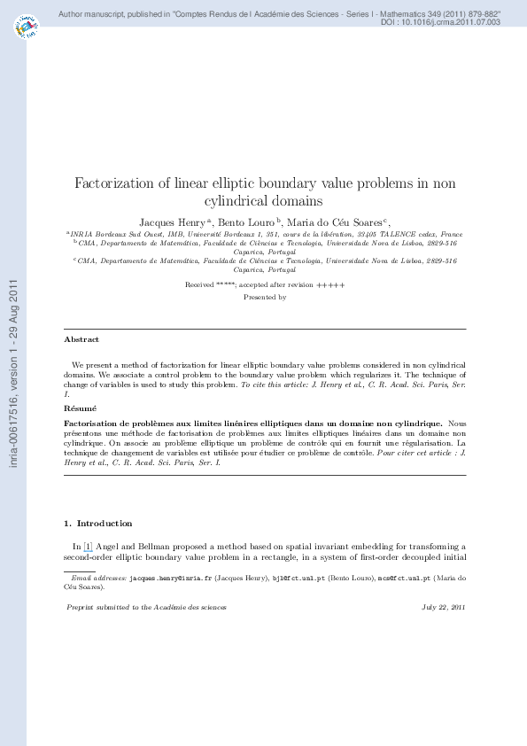 (PDF) Factorization of linear elliptic boundary value problems in non-cylindrical domains
