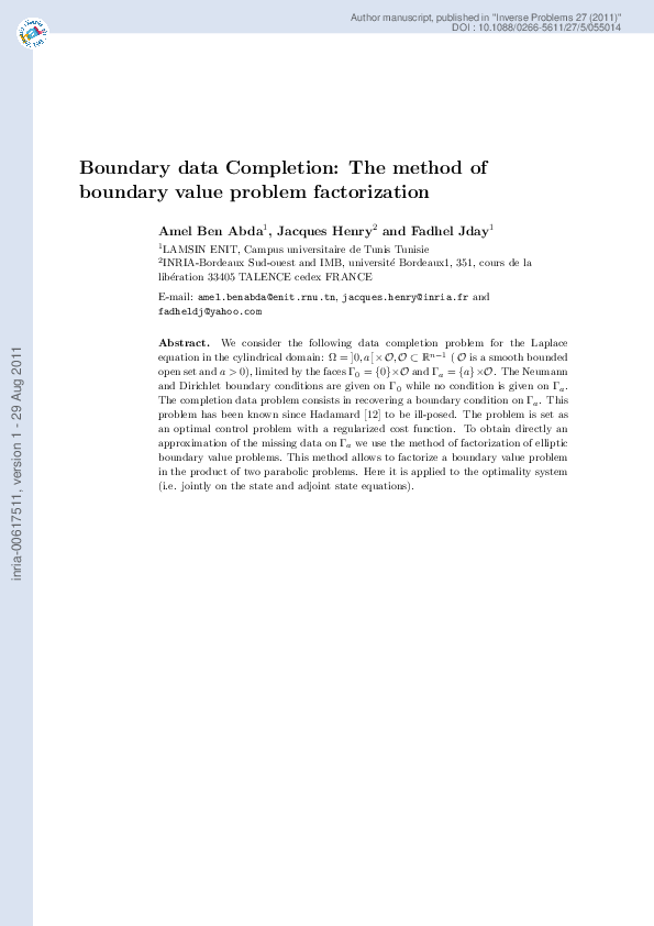 (PDF) Boundary data completion: the method of boundary value problem factorization