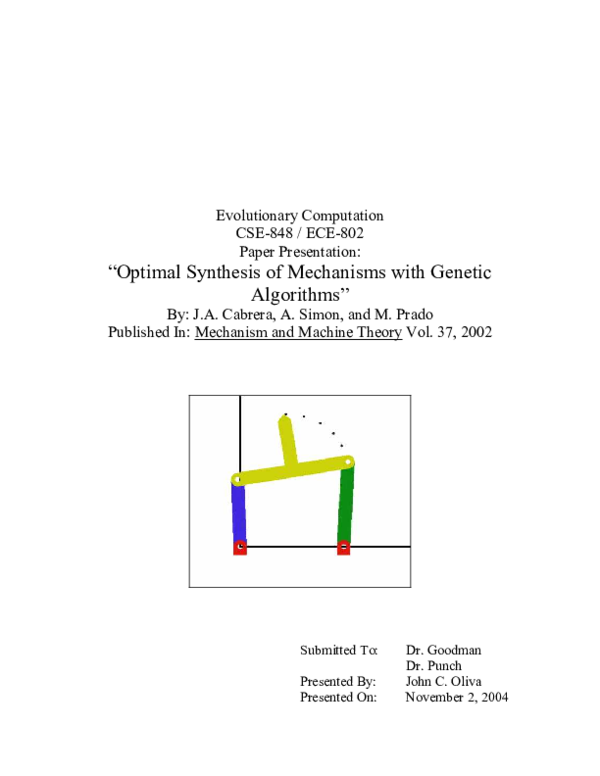 (PDF) Optimal synthesis of mechanisms with genetic algorithms