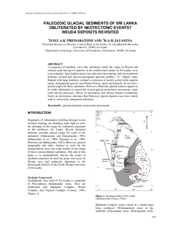 (PDF) PALEOZOIC GLACIAL SEDIMENTS OF SRI LANKA OBLITERATED BY ...