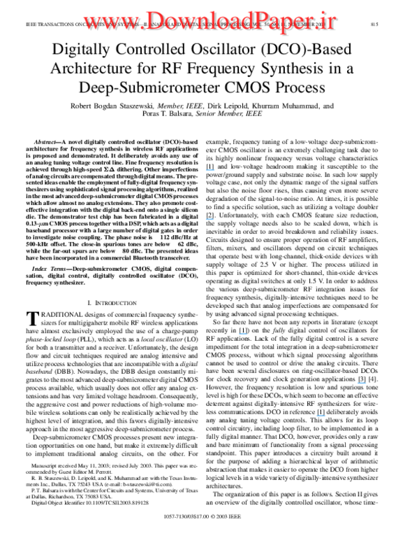 (PDF) Digitally controlled oscillator (DCO)-based architecture for RF ...