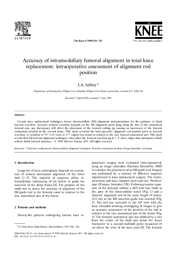(PDF) Accuracy of intramedullary femoral alignment in total knee ...