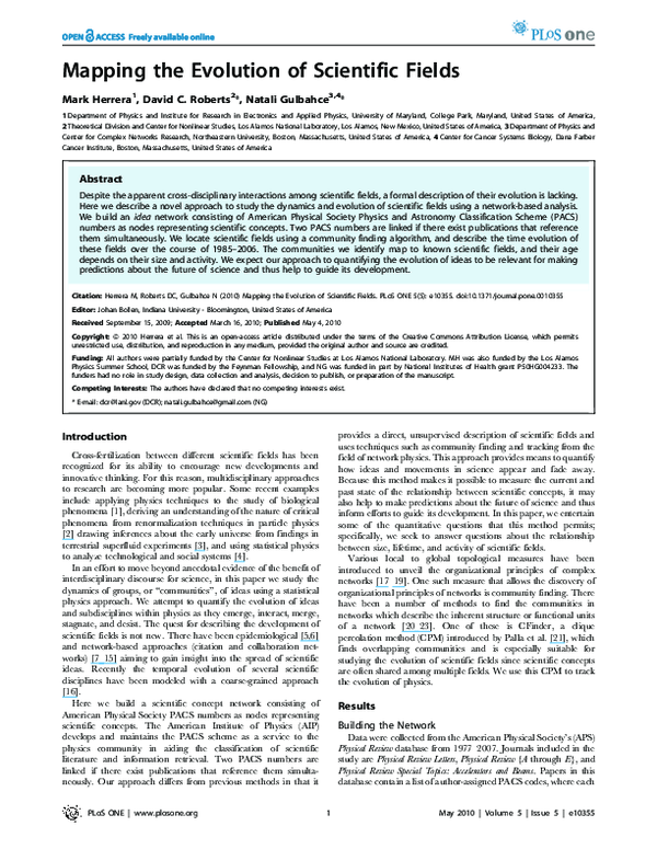 (PDF) Mapping the evolution of scientific ideas