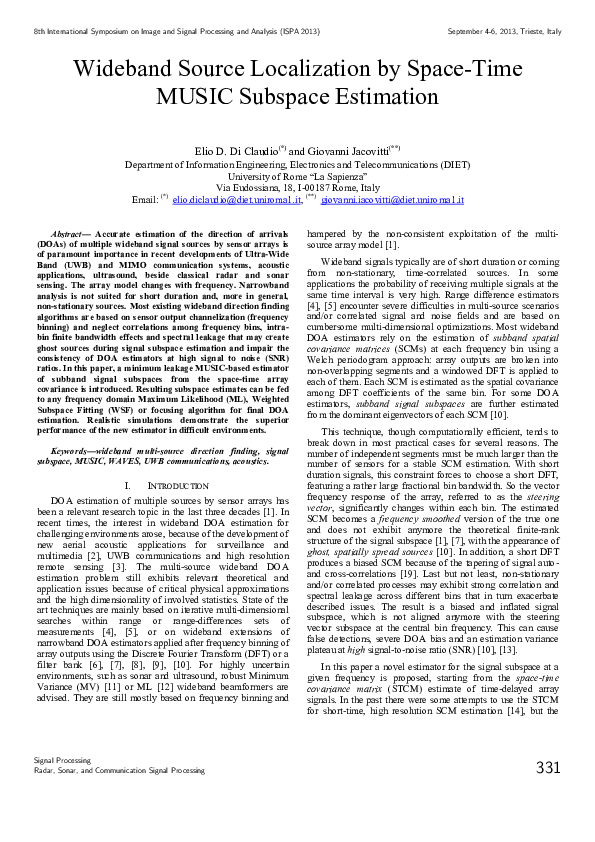 (PDF) Wideband source localization by space-time MUSIC subspace estimation