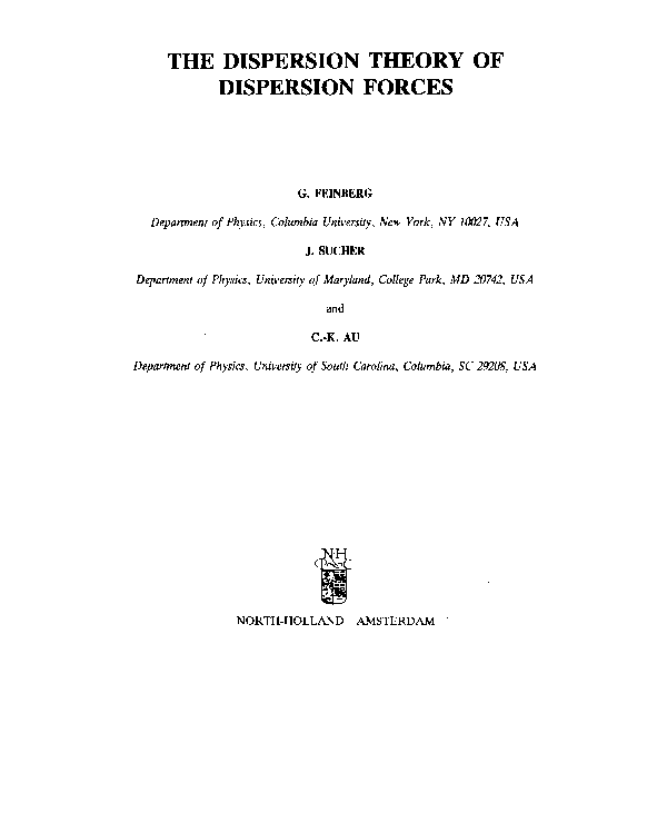 (PDF) The dispersion theory of dispersion forces