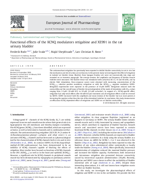 (PDF) Functional effects of the KCNQ modulators retigabine and XE991 in ...