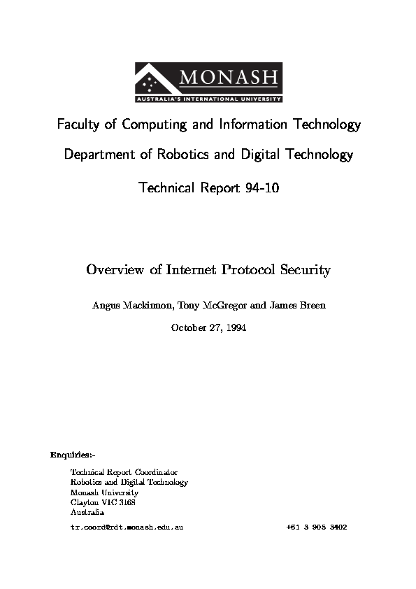 (PDF) Overview of Internet Protocol Security