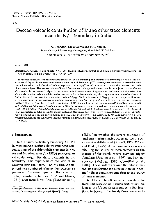 (PDF) Deccan volcanic contribution of Ir and other trace elements near ...
