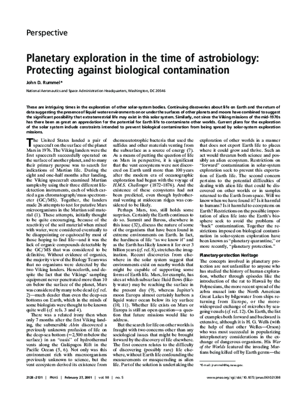 (PDF) Planetary exploration in the time of astrobiology: Protecting ...