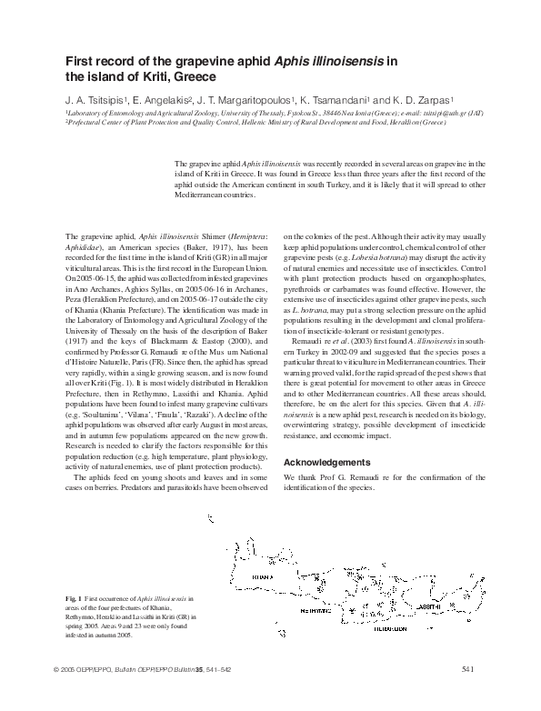 (PDF) First record of the grapevine aphid Aphis illinoisensis in the ...