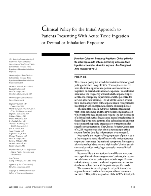 (PDF) Clinical policy for the initial approach to patients presenting ...