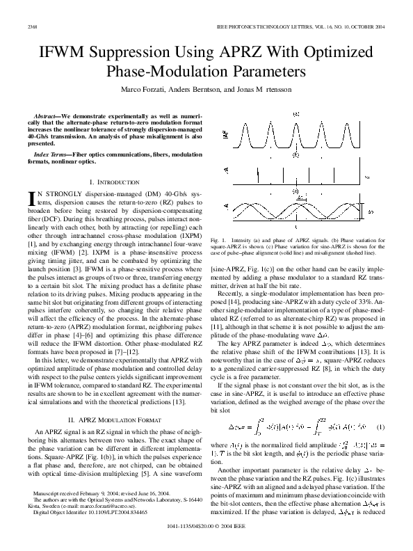 (PDF) IFWM suppression using APRZ with optimized phase-modulation ...