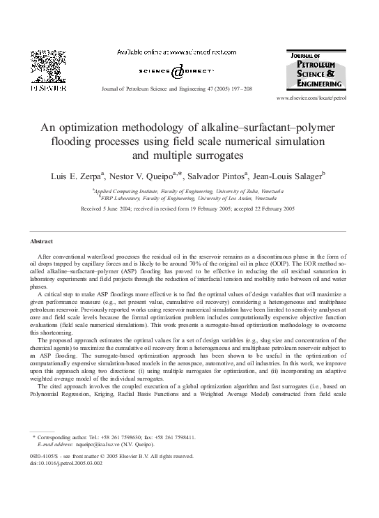 (PDF) An optimization methodology of alkaline–surfactant–polymer flooding processes using field ...