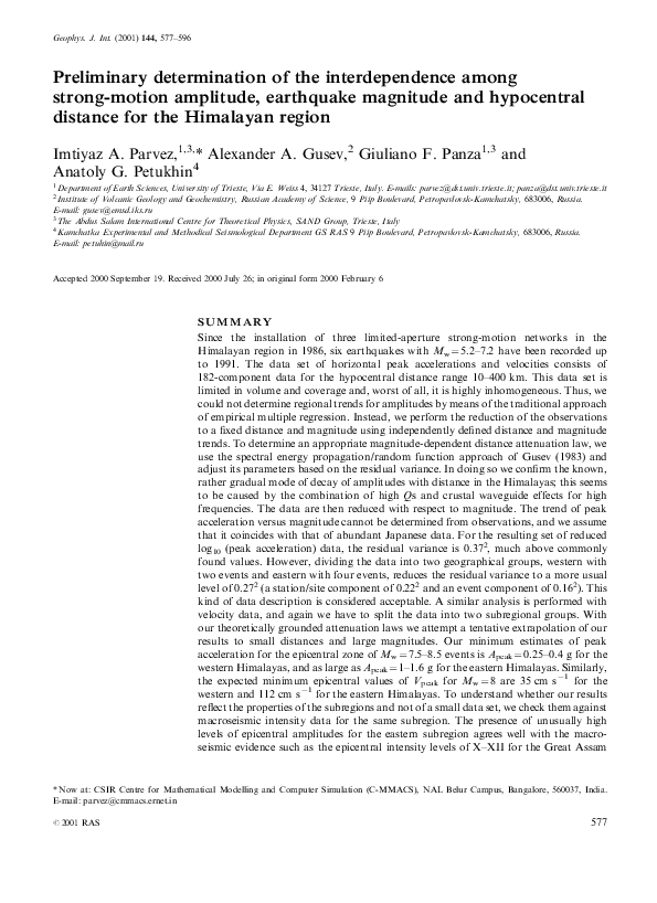 (PDF) Preliminary determination of the interdependence amongstrong ...