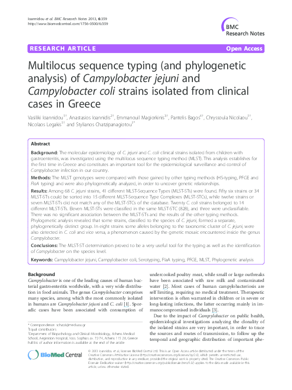 (PDF) Multilocus sequence typing (and phylogenetic analysis) of Campylobacter jejuni and ...